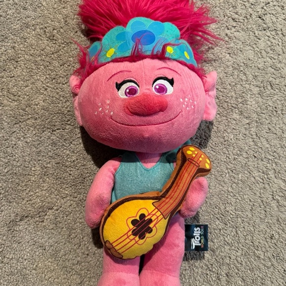 Trolls | Toys | Trolls Pink And Blue Stuffed Animal With Fluffy Hair ...